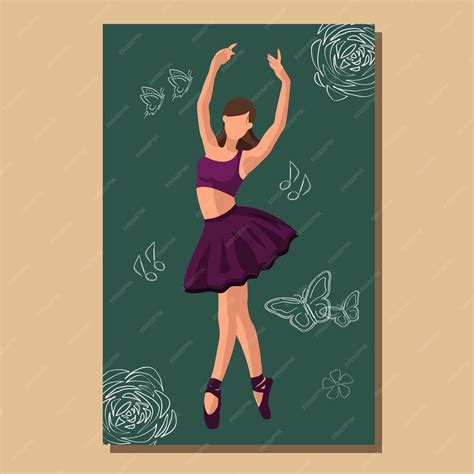 Premium Vector Caucasian White Faceless Ballet Dancer In A Purple