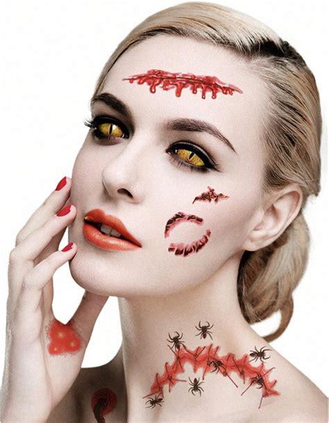 Xgopts 10 Sheets Halloween Scars Tattoos Bleeding Fake Scar Temporary