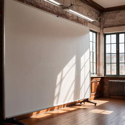 Blank Empty Whiteboard For Customizable Written Message In Retro Vintage Classroom Stock