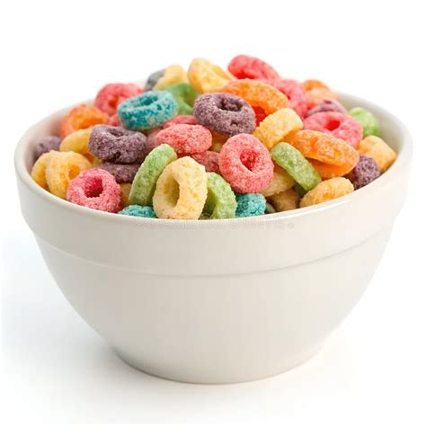 Bright And Colorful Cereal Bowl Isolated On White Background Stock