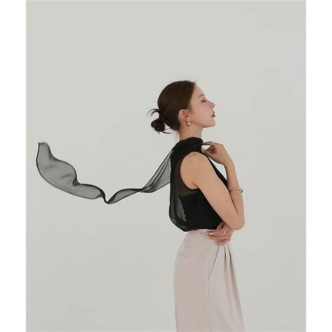 Dabagirl Scarfed Sleeveless See Thru Blouse Yesstyle