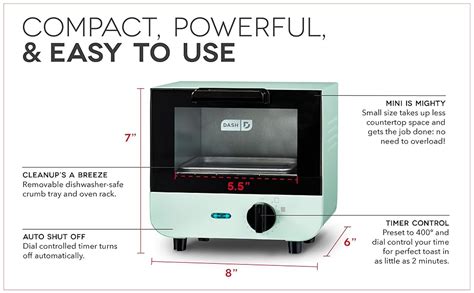 Dash Mini Toaster Oven Cooker For Bread Bagels Cookies Pizza Paninis And More With Baking Tray