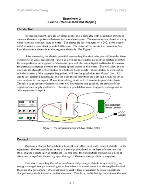 Experiment 2 Electric Potential And Field Mapping Florida Institute Of