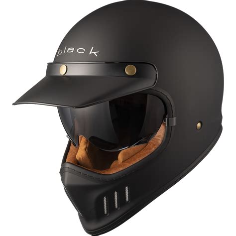 Black Royale Solid Retro Motorcycle Helmet With Additional Visor Ebay Uk