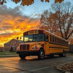 Free Sunrise School Bus Image Schoolbus Sunrise Morning Download