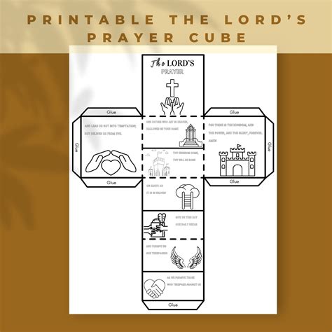 Printable The Lords Prayer Cube Bible Coloring Page Learning Sheet Bible Verse Sunday School