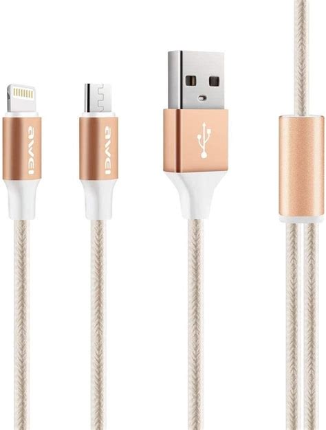 Awei In Fast Charging Multi USB Data Cable Meter Gold CL