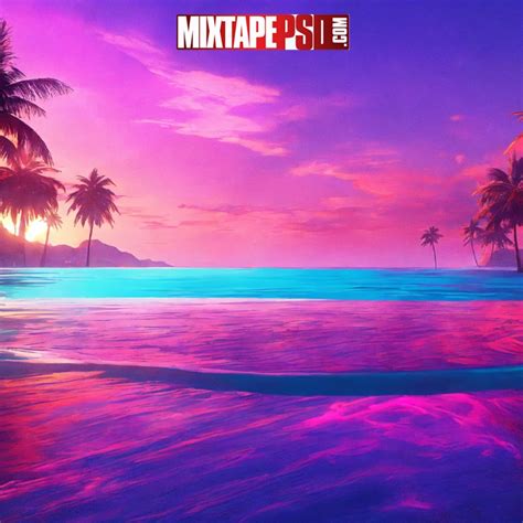 Neon Tropical Ocean Colorful Background Mixtapepsd