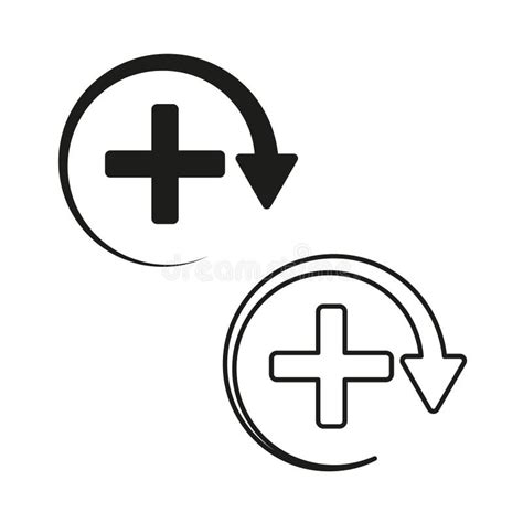 Icons Of Cross With Circular Arrows Symbols Of Medical Process Or