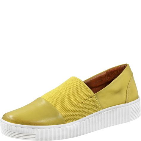 Eos Jude Yellow Leather Slip On Sneakers Shoebedoo