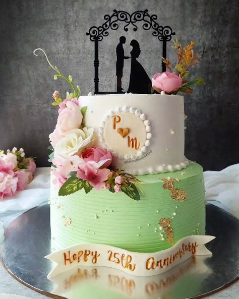 Cake Designs For 25th Wedding Anniversary
