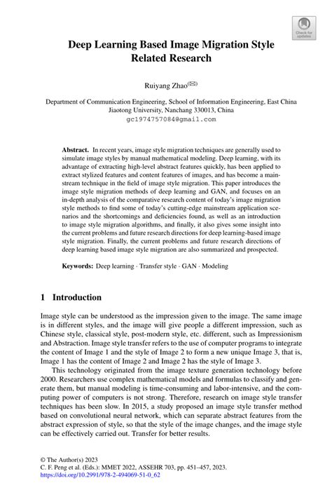 Pdf Deep Learning Based Image Migration Style Related Research