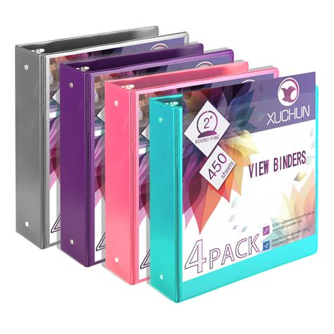 4pack 2 Inch Round 3 Ring Binder View Binders With 2 Pocketsholds 450