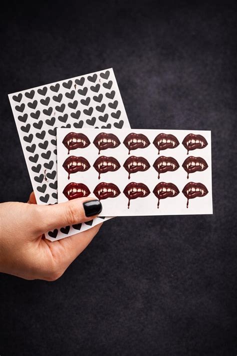 Gothic Sticker Bundle Vampire Lips And Black Mini Hearts Dark Romance