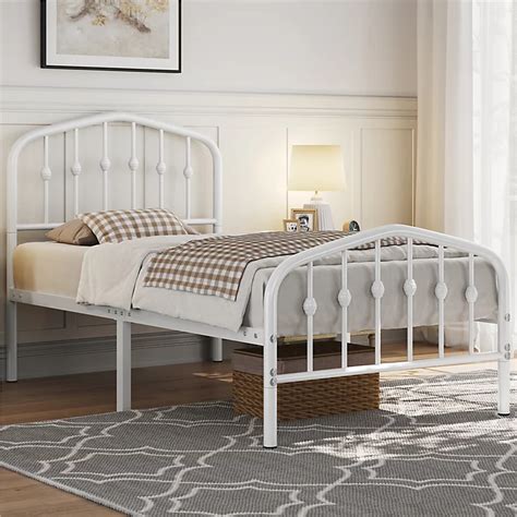 Yaheetech White 3ft Single Metal Bed Frame With Arched Headboard And
