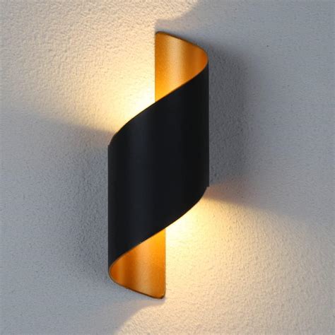 Aplique De Pared Moderno Para Interiores Negro Dorado 10 Espiral Iluminación Exterior Metal