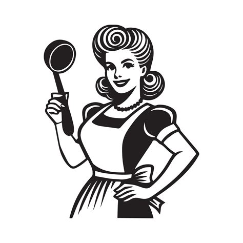 Vintage Retro Woman Face Clipart Retro Housewife Silhouette Vintage