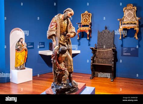 Colonial Era Sculptures And Chairs Museo Colonial Bogota Colombia