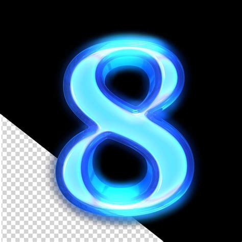Premium Psd Blue 3d Symbol Glowing Around The Edges Number 8