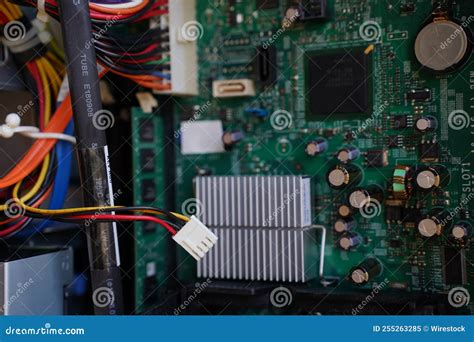 Computer Interior Cables Ram And Motherboard Stock Image Image Of