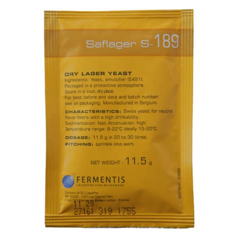 Fermentis Brewing Yeast Saflager S 189 Swiss Lager 115 Gram