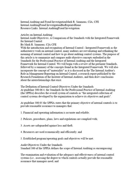 Objective Internal Audit1 Pdf Internal Control Audit