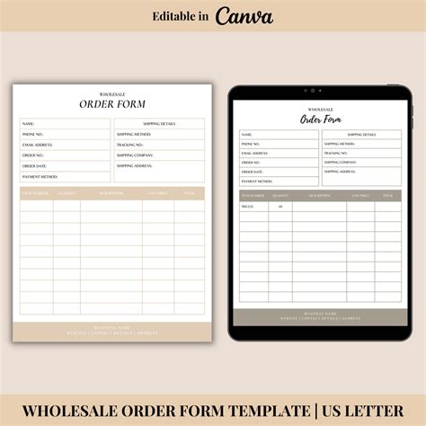 Wholesale Order Form Template Instant Download Editable Wholesale