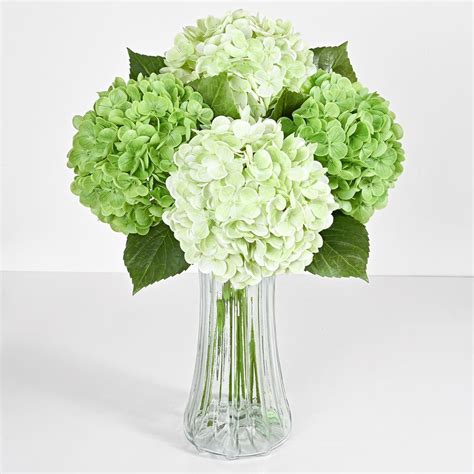 Uuandt Hydrangea Artificial Flowers 19 Inch Latex Long Stem 4pcs Light