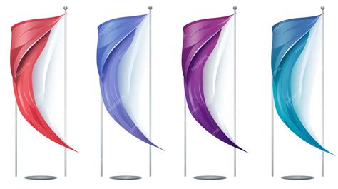 Premium Vector A Set Of Three Flags With Purple Purple And Purple Colors