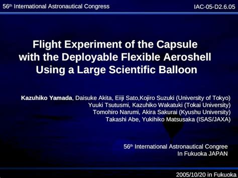 Ppt Flight Experiment Of The Capsule With The Deployable Flexible
