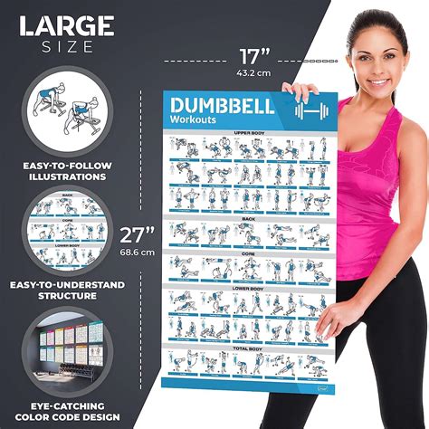 16 Pack Large Workout Poster Set Dumbbell Yoga Resistance Band