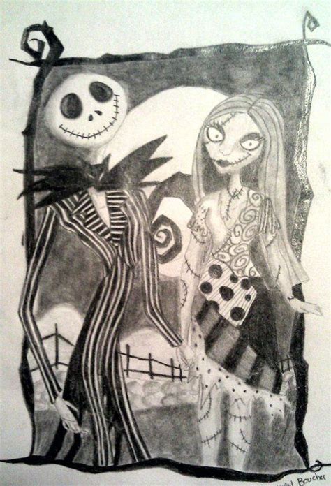 How To Draw Jack And Sally Kissing