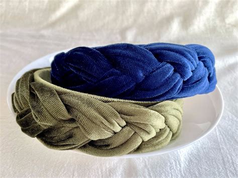 Gray Velvet Headbandbraided Padded Hair Bandvintage Headbandunique