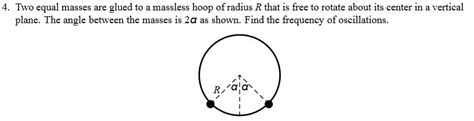 Solved Two Equal Masses Are Glued To A Massless Hoop Of