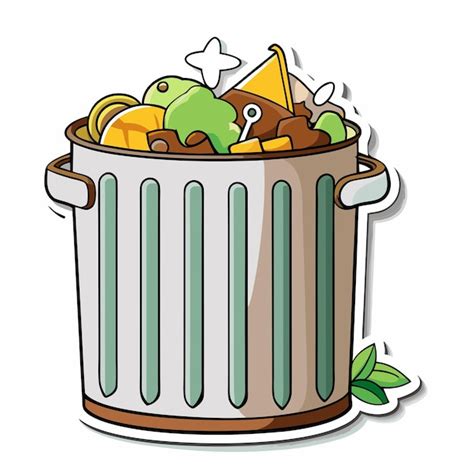 Trash In Garbage Can Cartoon Sticker Design 13 Premium Ai Generated