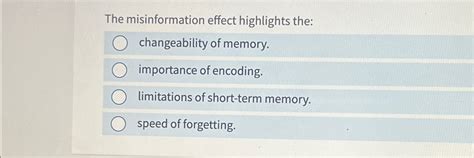 Solved The Misinformation Effect Highlights