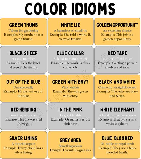 33 Fun Color Idioms Color Idioms Examples Kkpq