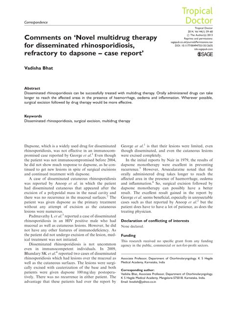 Pdf Comments On Novel Multidrug Therapy For Disseminated