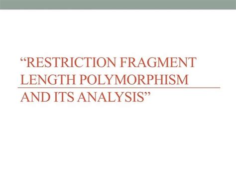 Restriction Mapping Pdf