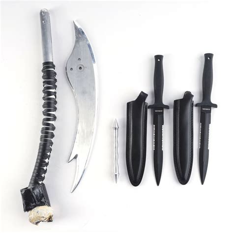Hos Mens Metal Knives Bakutos Metal Tracking Spike And Broken Scythe