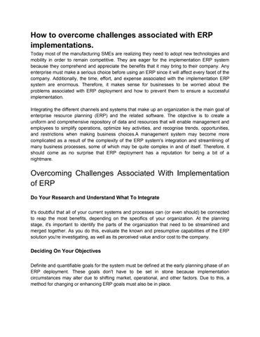 How To Overcome Challenges Associated With ERP Implementations By JD
