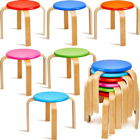Sintuff 12 Inch Wood Stackable Classroom Stools Bentwood