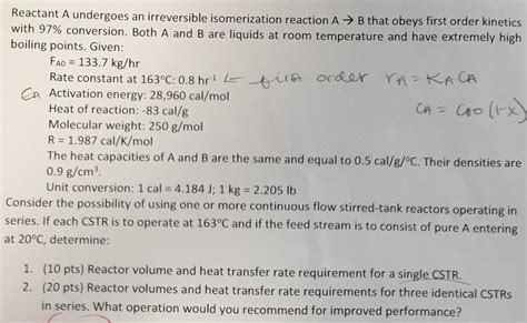 Solved Reactant A Undergoes An Irreversible Isomerization