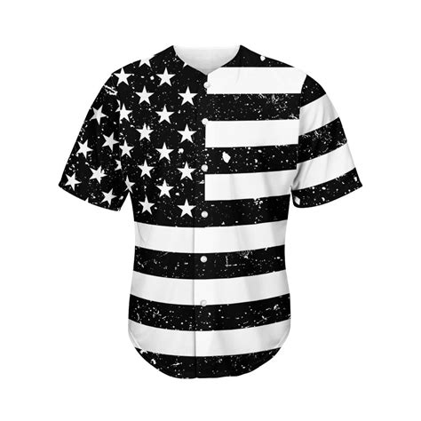 Monochrome Grunge American Flag Print Active Baseball Jersey For Men