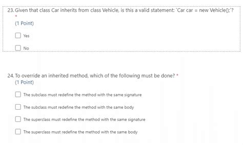 Solved 23 Given That Class Car Inherits From Class Vehicle