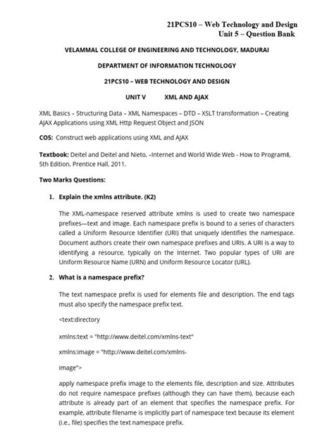 unit 5 wtd question bank 1 pdf xslt ajax programming