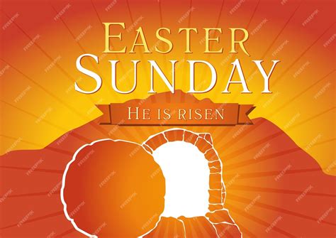 Premium Vector Easter Sunday He Is Risen Greeting Card Or Invitation