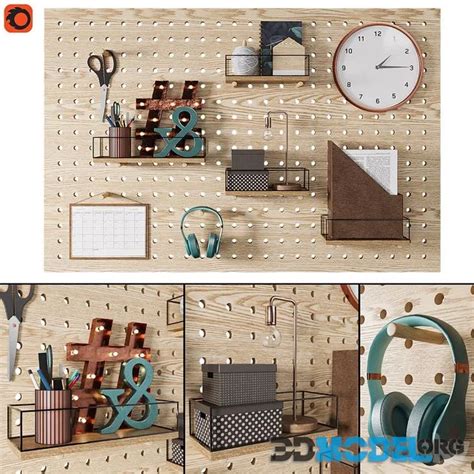 3d Model Perforated Board Organizer 2
