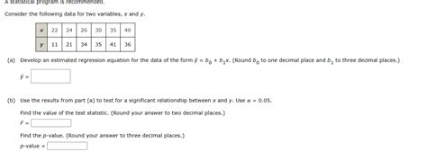 Solved Consider The Following Data For Two Variables X And Chegg