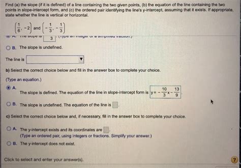 solved find a the slope if it is defined of a line
